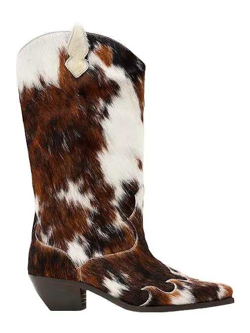 ALLSAINTS Dolly Western Leather Boots - Cow Print
