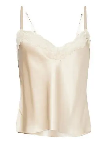 REFORMATION Lace-trim Silk Top - Almond Lace