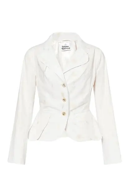 VIVIENNE WESTWOOD Bettina Embroidered Cotton-blend Jacket - White Flowers