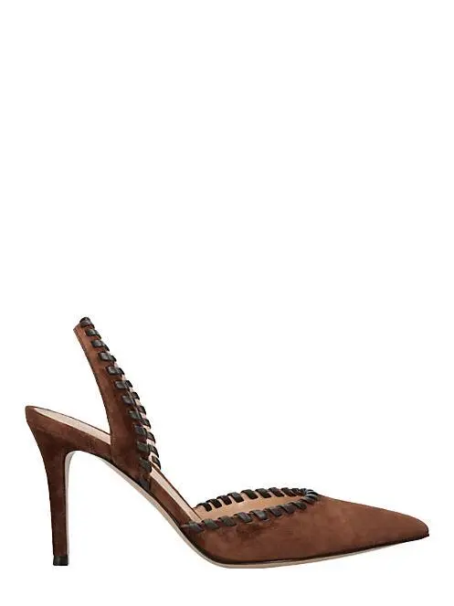 GIANVITO ROSSI Whipstitch 85 Heeled Sling-back Courts - Bronze Com