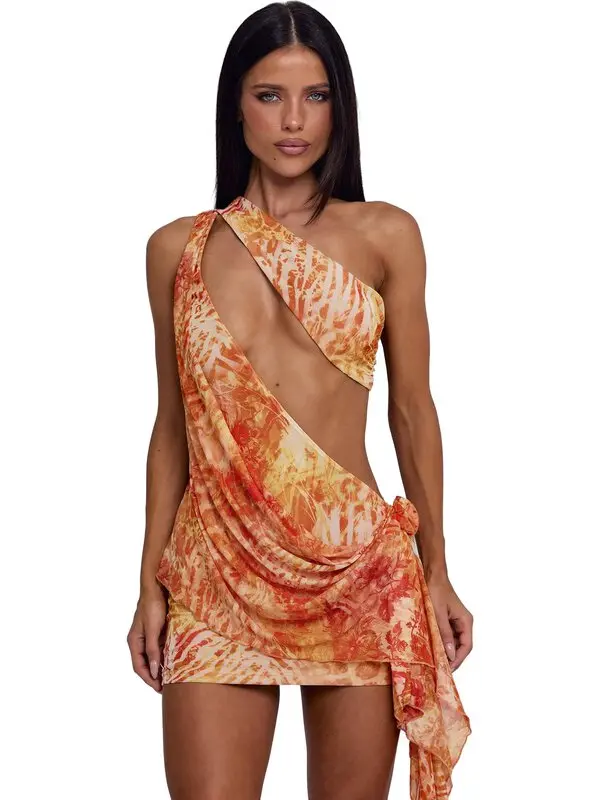 OUTCAST Miana Mini Dress Calile - Orange/print