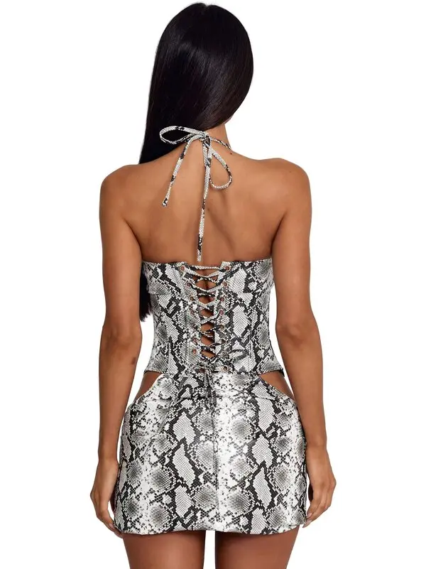 OUTCAST Evon Mini Dress Snake - Silver