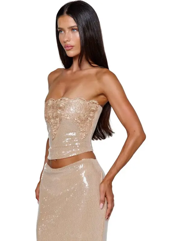 OUTCAST Saela Strapless Corset Top - Tan