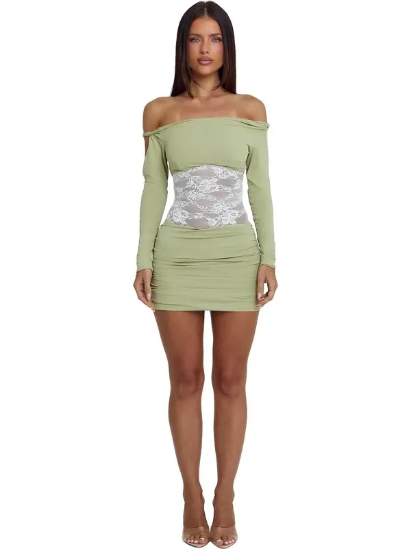 OUTCAST Lexa Mini Dress - Green/white
