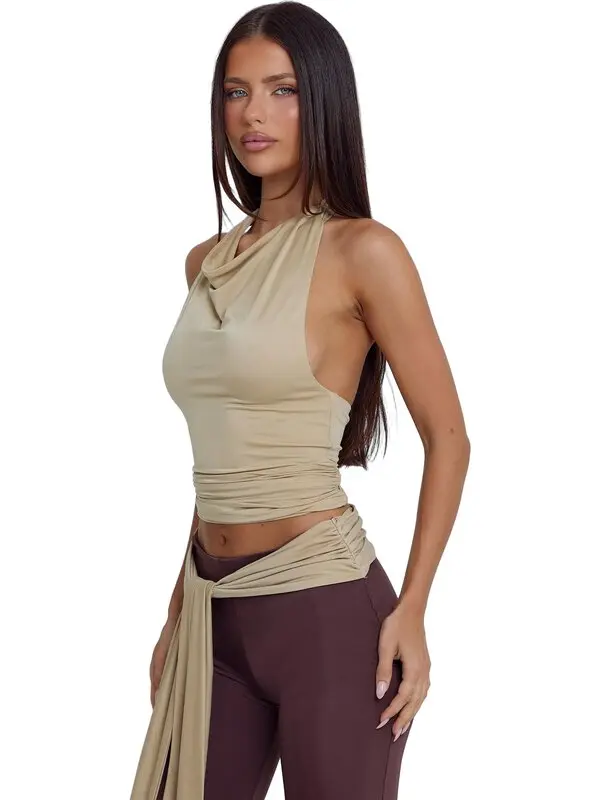 OUTCAST Minna Halter Top - Tan