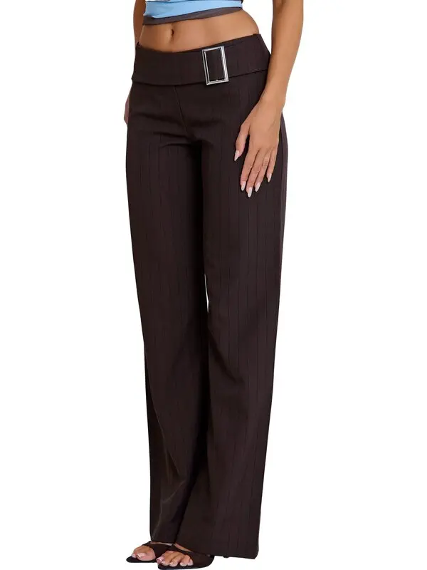 OUTCAST Elysa Pinstripe Pants - Brown