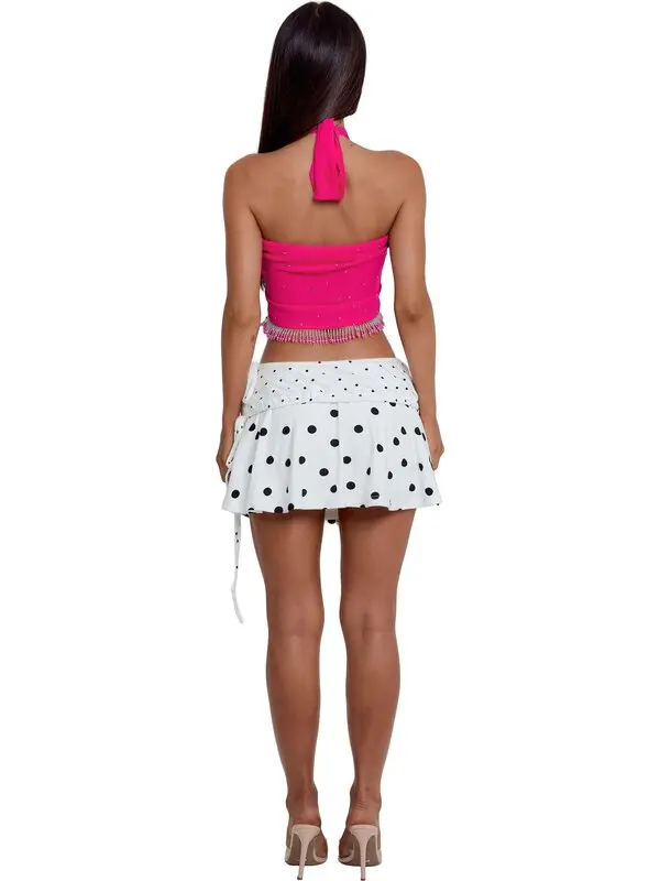 OUTCAST Kyla Polka Dot Mini Skirt - Black/print