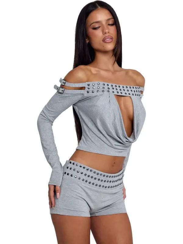 OUTCAST Zayana Off-shoulder Top - Gray