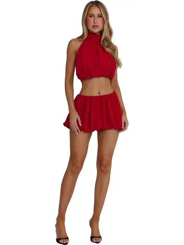 OUTCAST Anahi Halter Top - Red