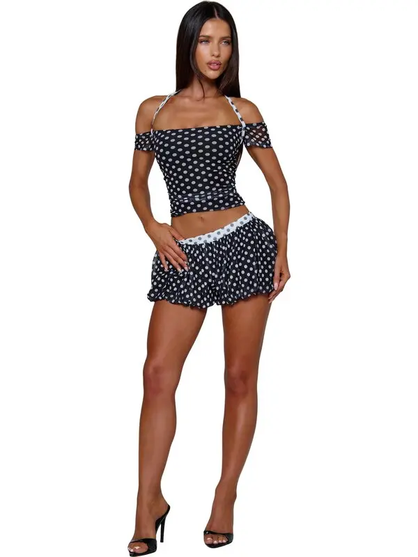 OUTCAST Marlowe Polka Dot Bubble Shorts - Black/print
