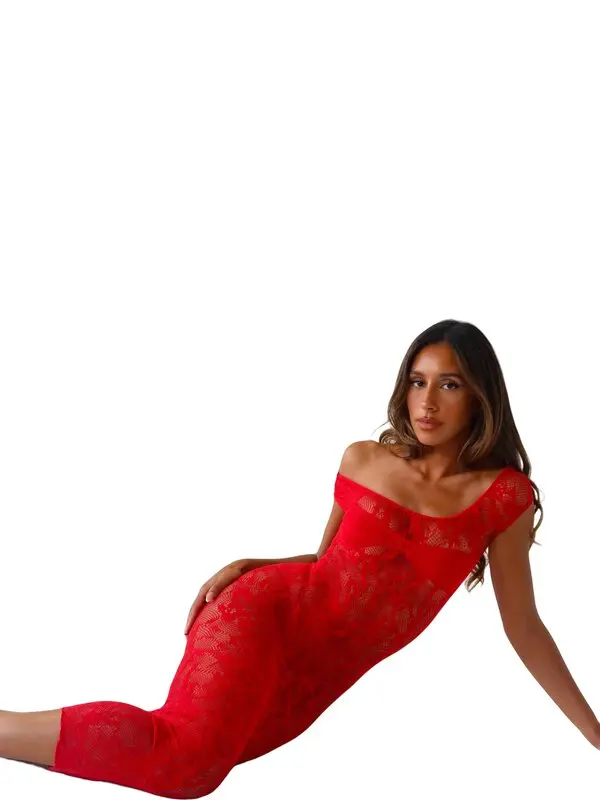 OUTCAST Kaelis Midi Dress - Red