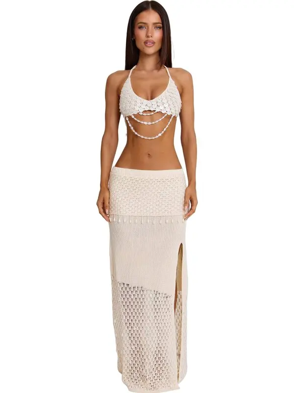 OUTCAST Zarielle Crochet Halter Top - White