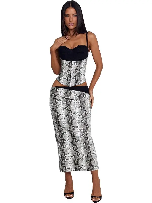 OUTCAST Ravelle Midi Skirt - Silver