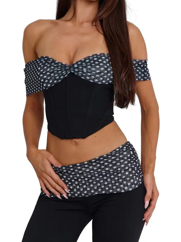 OUTCAST Emil Polka Dot Top - Black/print