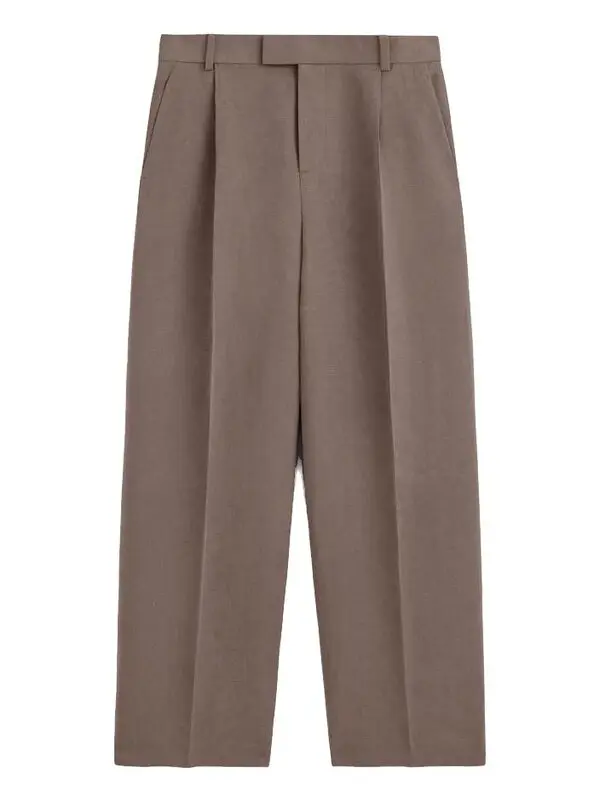 Cos Linen-blend Wide-leg Pants - Brown