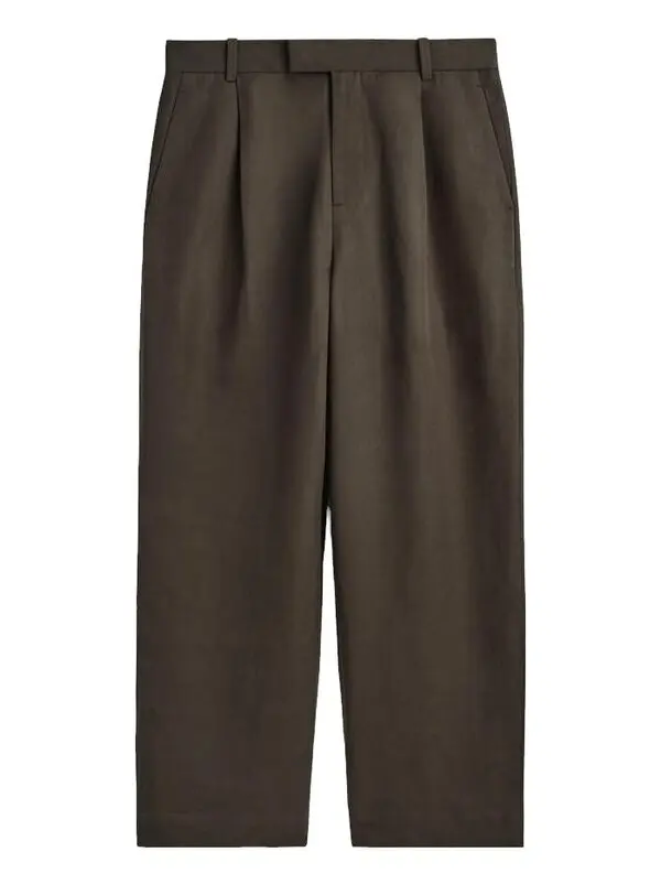 Cos Linen-blend Wide-leg Pants - Brown