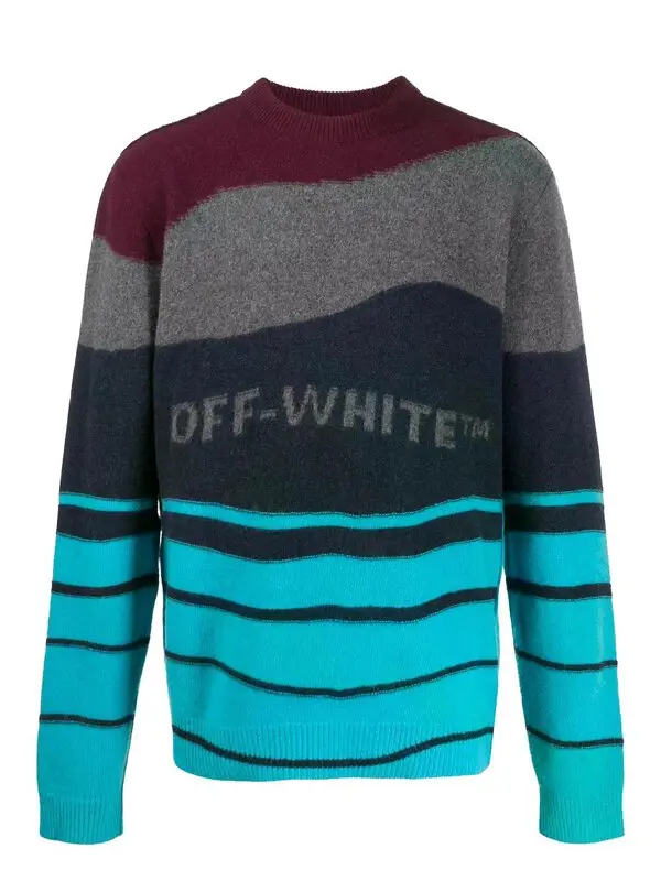 Off-White Striped Knitted Jumper - Red