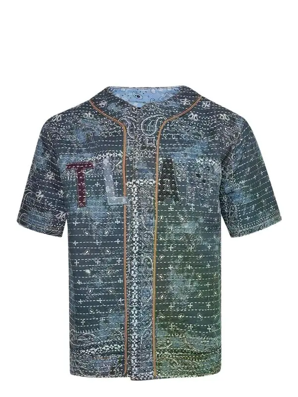 PARIS LAUNDRY Patchwork Baseball T-shirt - Blue