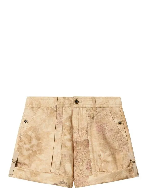 Isabel Marant Calissy Printed Denim Shorts - Desert