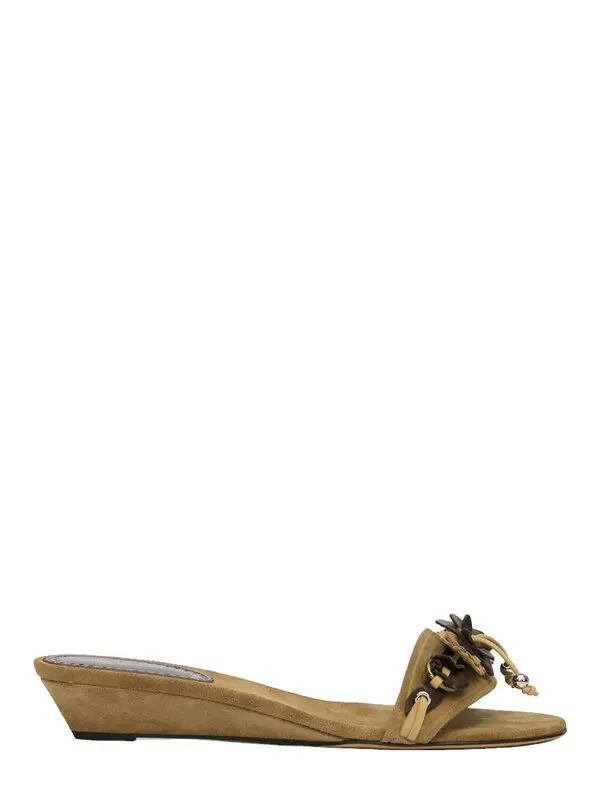 Isabel Marant Iela Suede Wedge Mules - Taupe