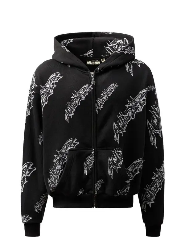 HELLSTAR Roll Print Zip-up Hoodie - Black