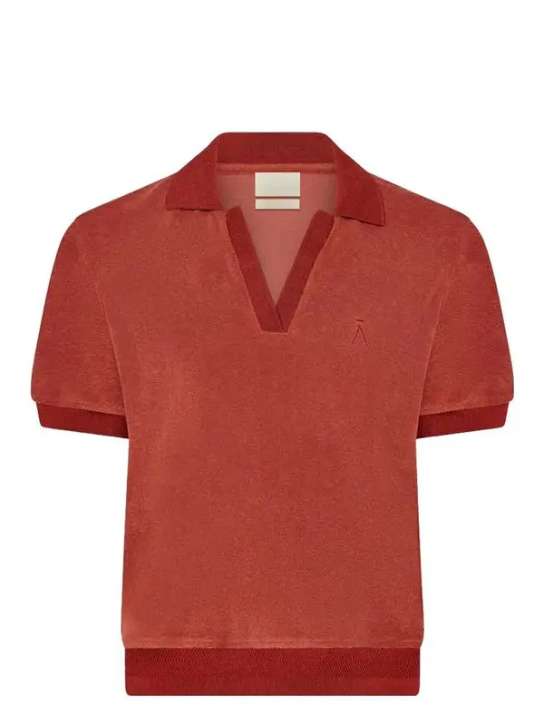 AMAN TENNIS CLUB Terry V-neck Polo Sweater - A