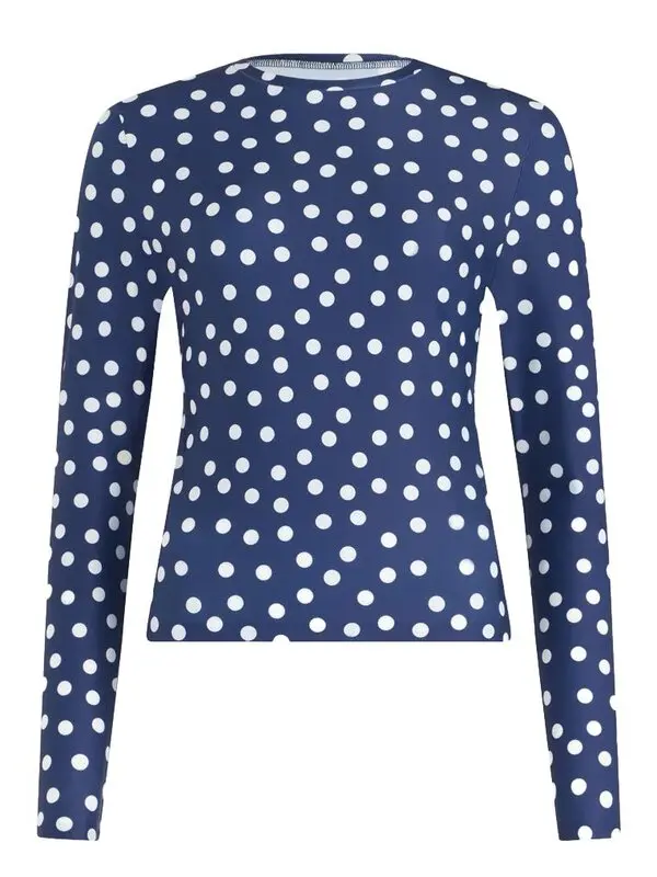 JEAN PAUL GAULTIER Lycra Polka-dot Top - Navy
