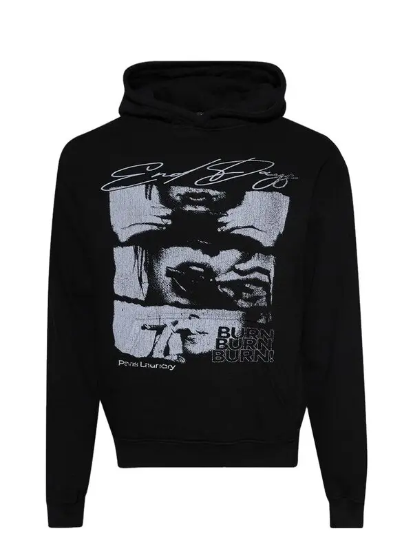 PARIS LAUNDRY Oversized Graphic Hoodie - Black