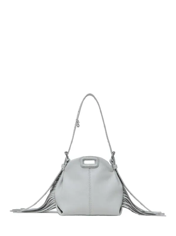 Maje Leather Miss M Micro Bag - Light Grey