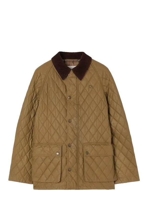 Burberry Quilted Coated Cotton Barn Jacket - Walrus Brown/hemlock Beige