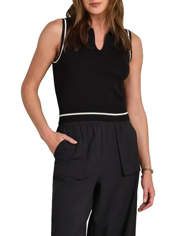 RHONE Sleeveless Polo Sweater - Pure Black