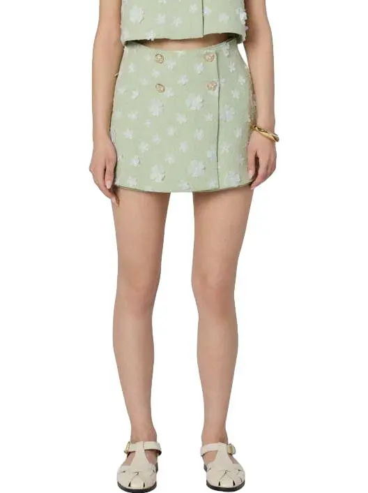 Astr The Label Janell Floral Appliqué Skort - Mint