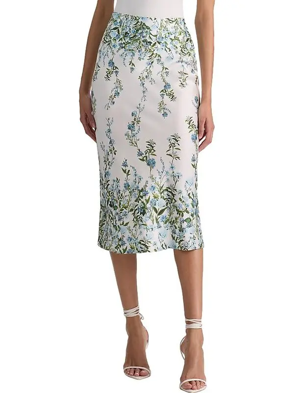 Alice + Olivia Maeve Midi Length Slip Skirt - Fresh Air Carolina Blue
