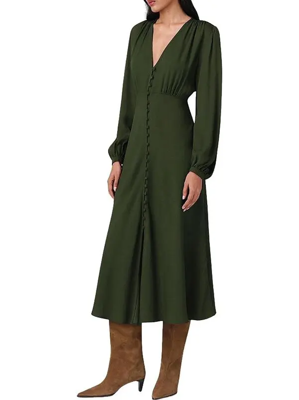 GHOST LONDON Francesca Crepe Midi Dress - Green