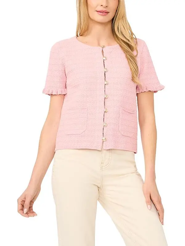 CECE DUPRAZ Short Sleeve Sweater Jacket - Almond Blossom