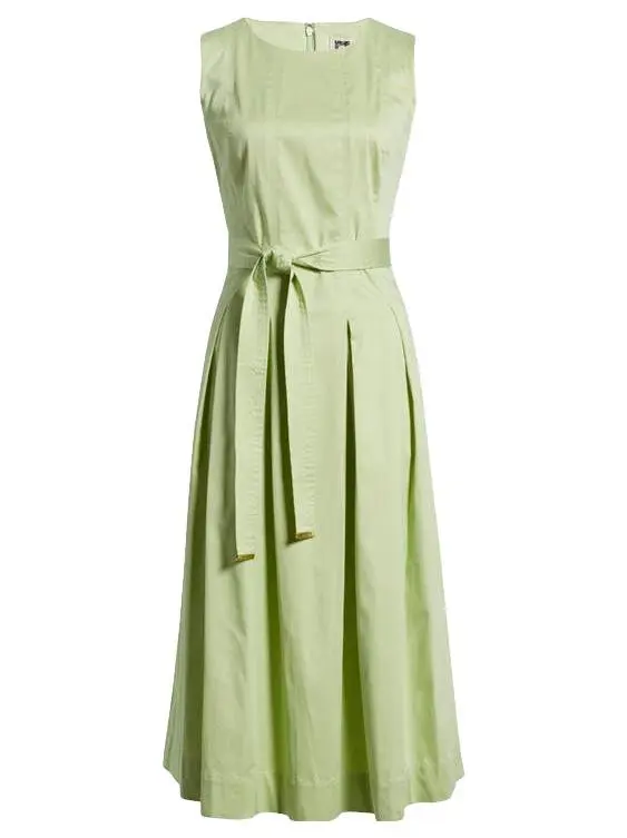 Anne Klein Sleeveless Stretch Cotton Midi Dress - Cool Sage