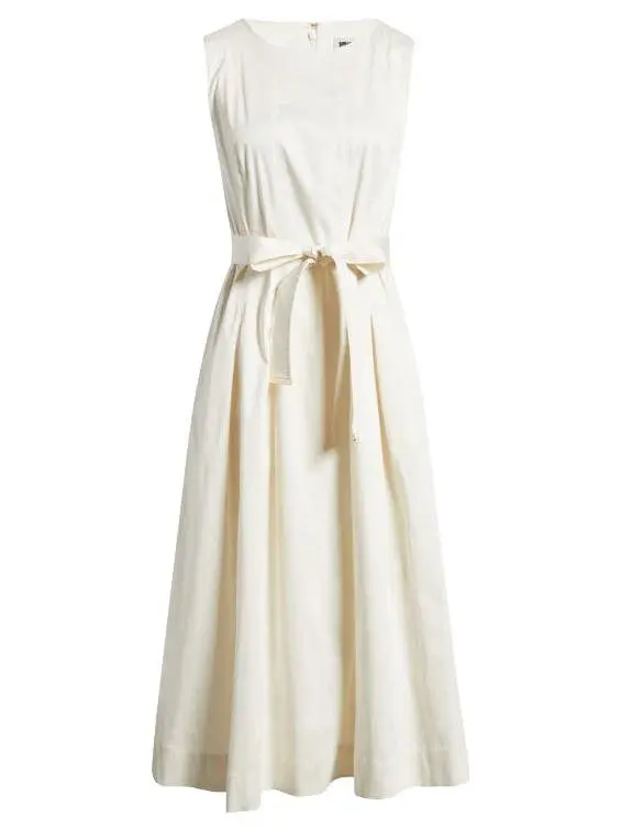 Anne Klein Sleeveless Stretch Cotton Midi Dress - White Dove