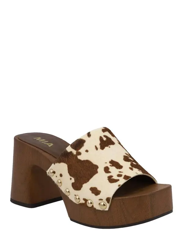 Mia Emmerie Calf Hair Platform Sandal - Brown Cow