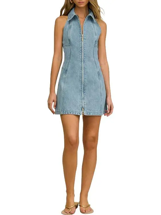 Cult Gaia Charo Sleeveless Denim Minidress - Vintage Blue