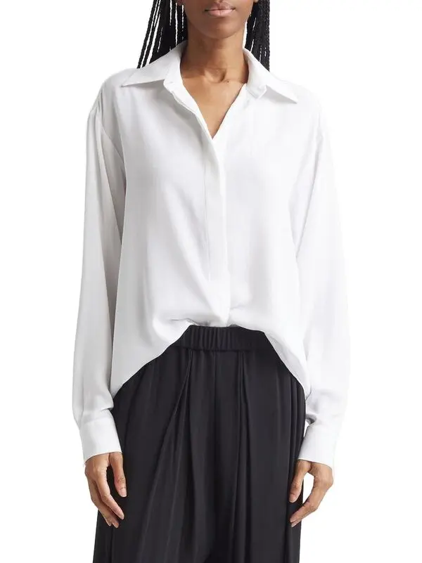 Michael Kors Silk Georgette Button-up Shirt - Optic White 100