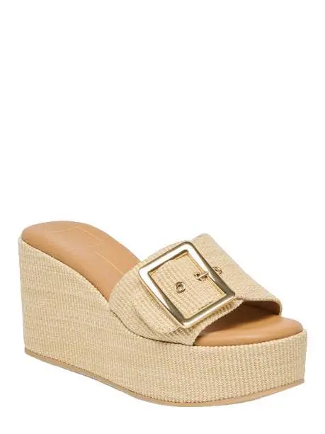 Dolce Vita Jilian Platform Wedge Sandal - Light Natural Raffia