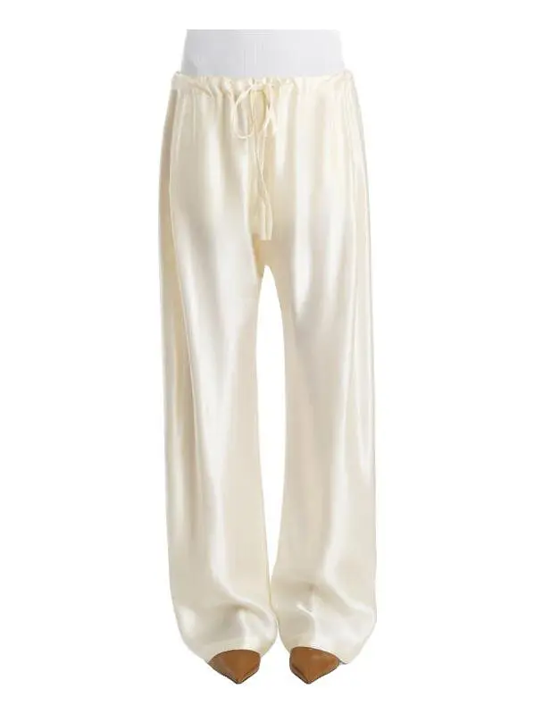 Khaite Satin Barrel Leg Drawstring Pants - Cream