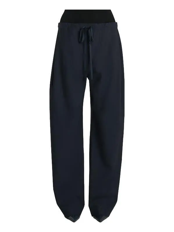 Khaite Virgin Wool Barrel Leg Drawstring Pants - Dark Navy