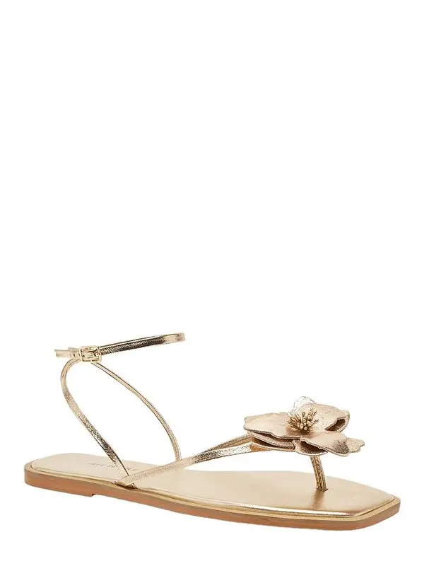 Free People Magnolia Leather Thong Sandals - Gold