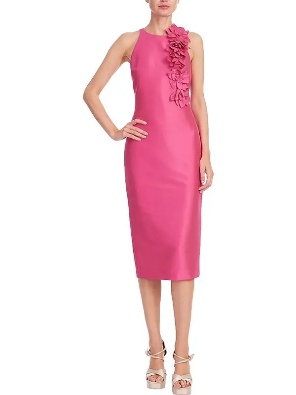 Badgley Mischka Corsage Sheath Dress - Magenta