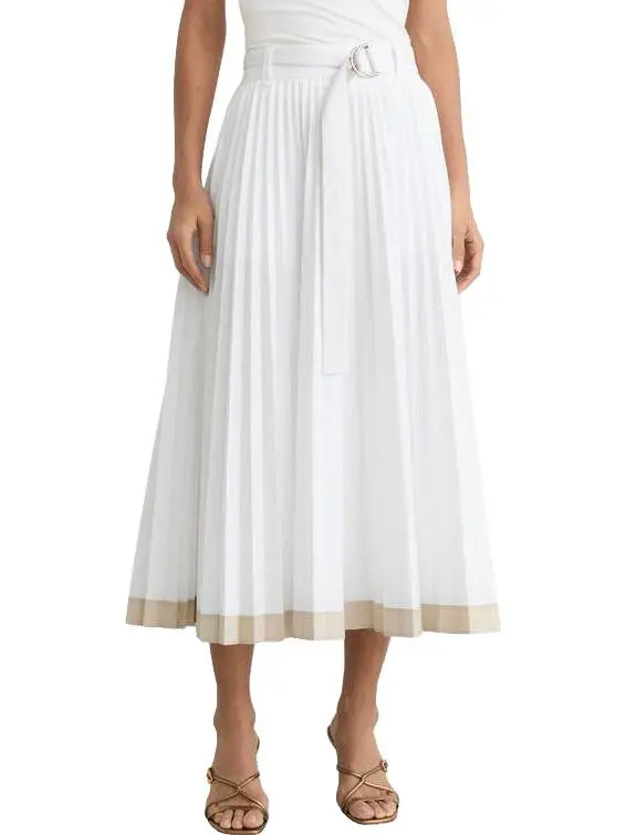 REISS Allora Pleated Skirt - Ivory