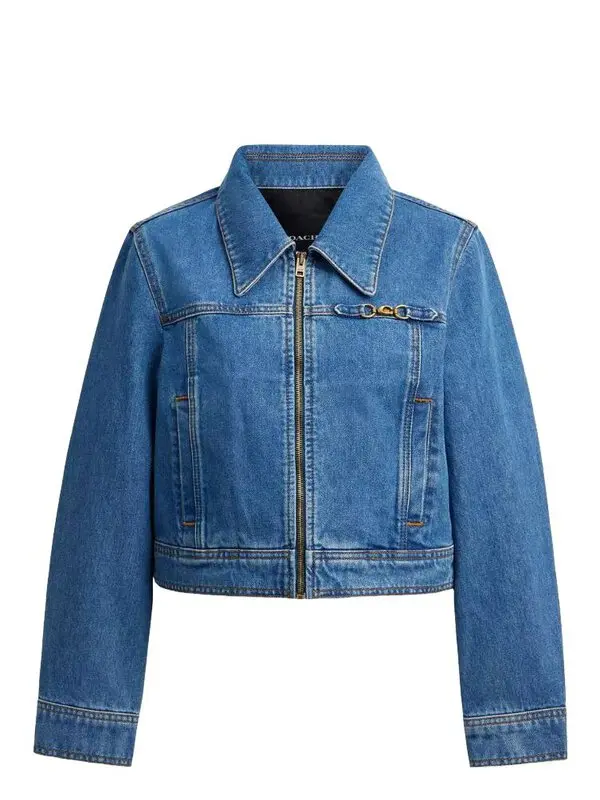 COACH Sculpted C Shrunken Denim Jacket - Medium Blue
