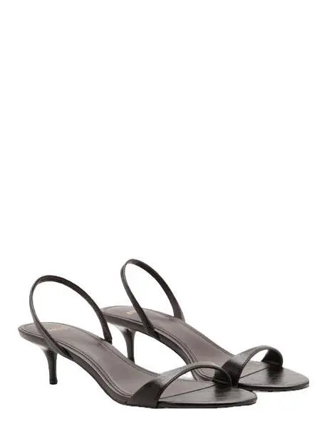 Mango Kitten Heel Slingback Sandal - Chocolate