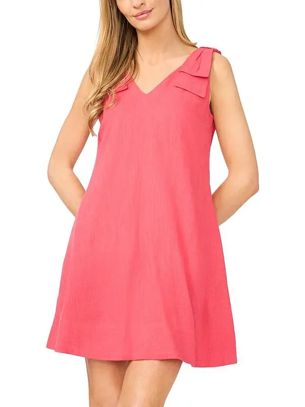 CECE DUPRAZ Bow Shoulder Swing Dress - Claret Red