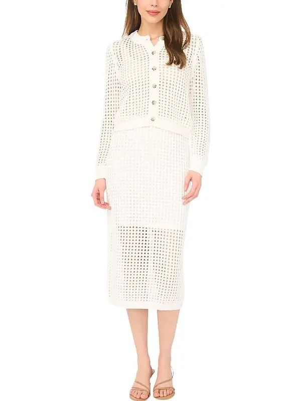 CECE DUPRAZ Textured Knit Cardigan - Antique White